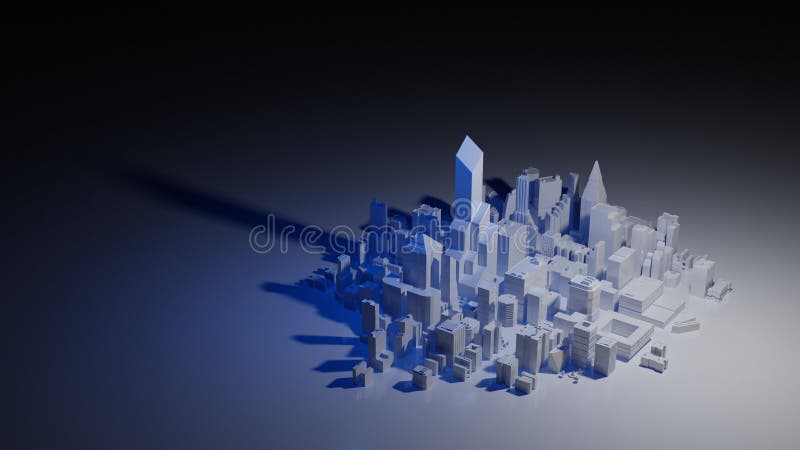 Modern, Clean White City Concept. Digital 3D Render Stock Illustration ...