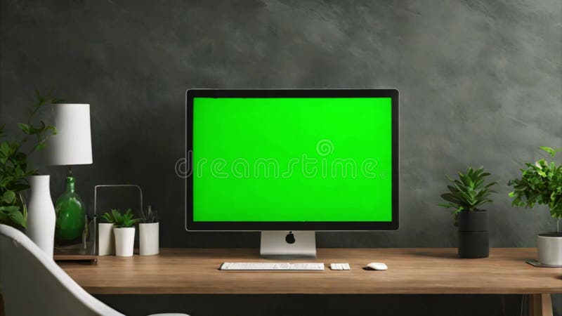 Green Screen Computer on a Desk Stock Video - Video of clean, green ...