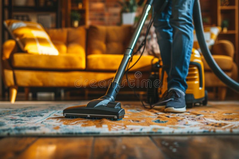 Modern Cleaning with a Person Vacuuming a Stylish Interior, Stock Image ...
