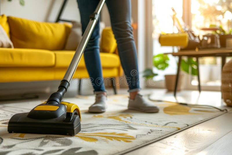 Modern Cleaning with a Person Vacuuming a Stylish Interior, Stock Photo ...