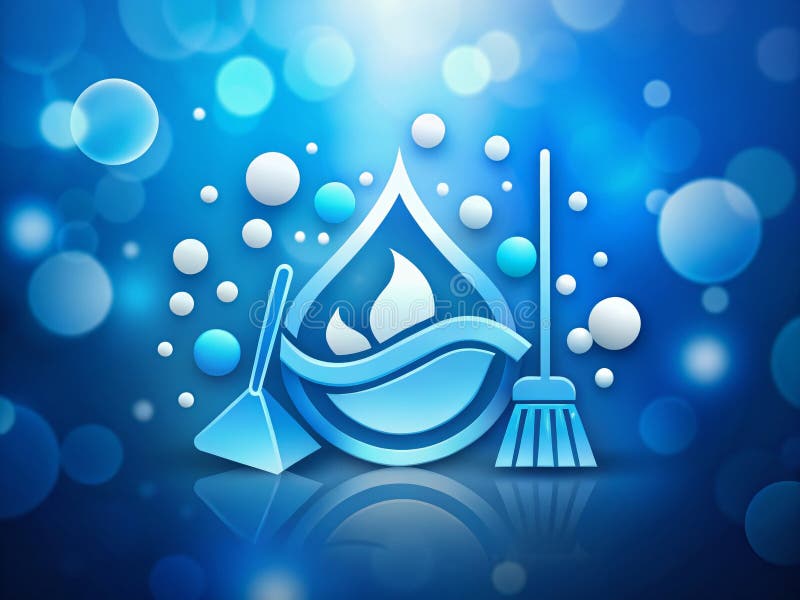 Modern Cleaning Service Branding Sparkling Blue Logo and Bokeh Design ...
