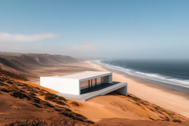 Modern Cliffside House Overlooking Pristine Beach and Dramatic Coastal ...