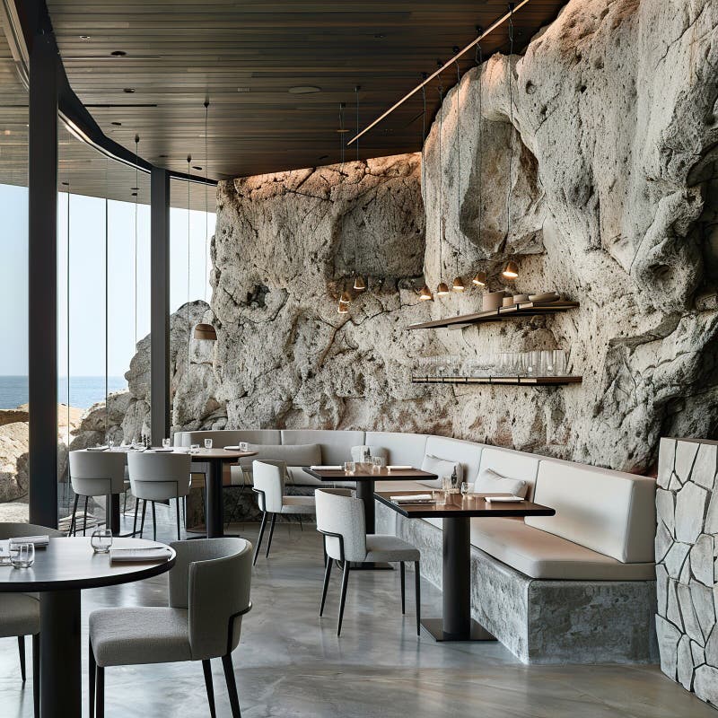 Modern Cliffside Restaurant Offering Breathtaking Coastal Views Stock ...