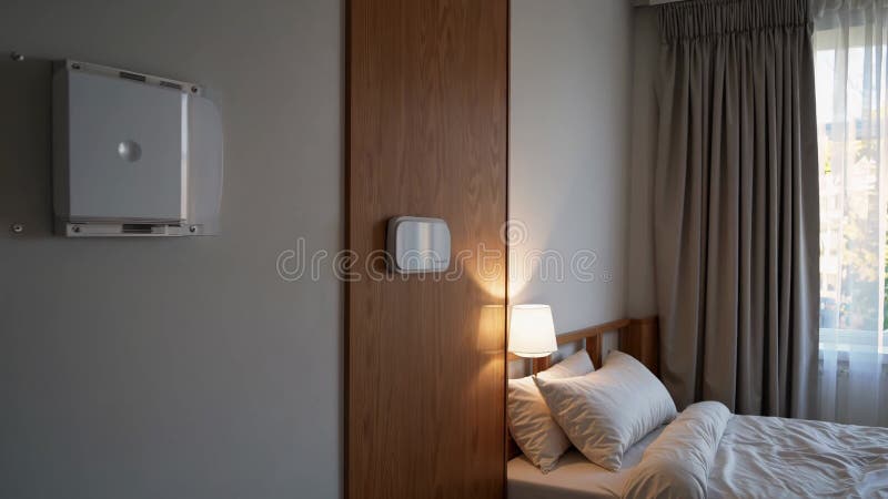 Serene Bedroom Ambiance Highlighting Modern Climate Control Systems ...