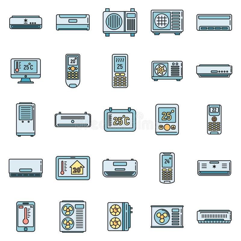 Modern Climate Control Systems Icons Set Vector Color Stock Vector ...