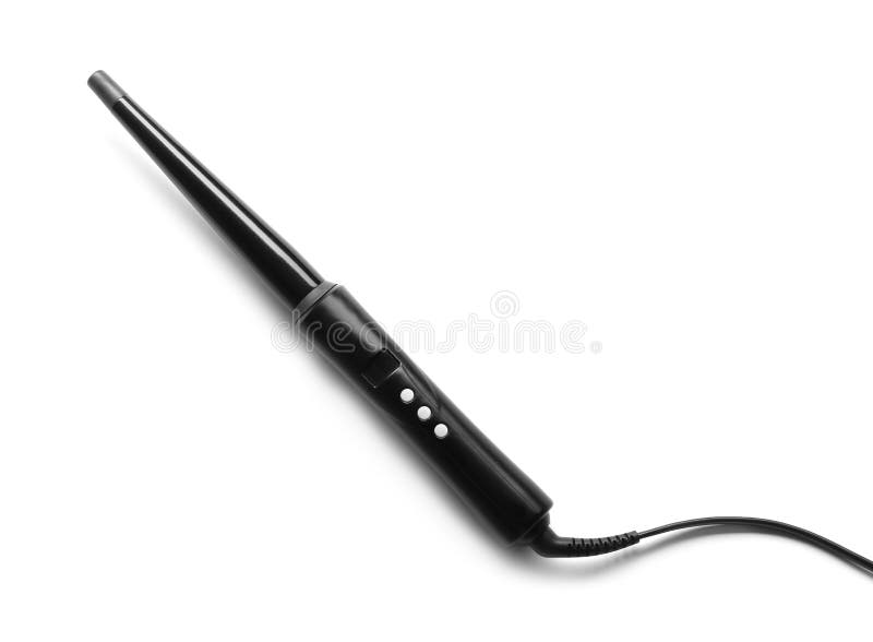Modern Clipless Curling Hair Iron Isolated on White, Top View Stock ...