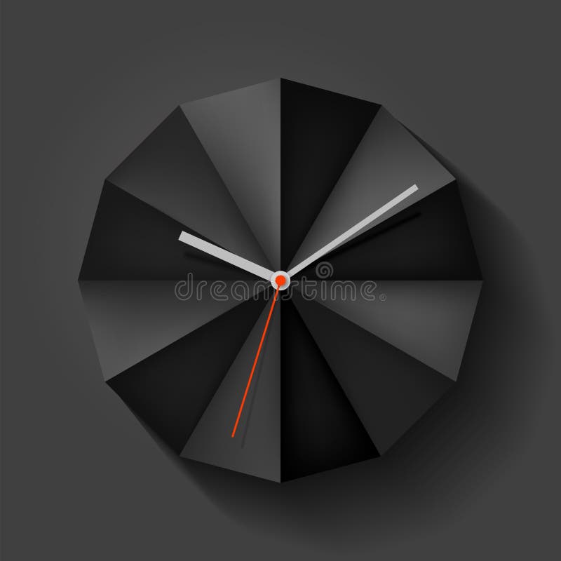 Modern Clock. Black Timer on Dark Background. Abstract Watch Stock ...