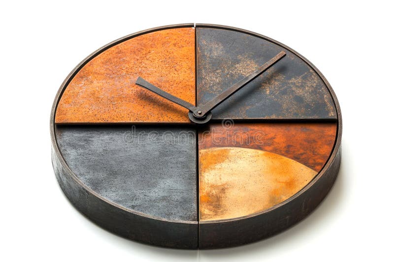 Modern Clock Face Divided into Four Sections, Each Showing Different ...