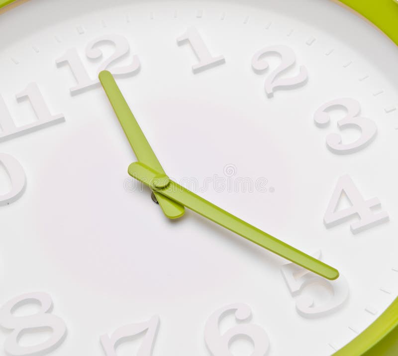 Modern Clock Green Time stock photo. Image of five, time - 14235354