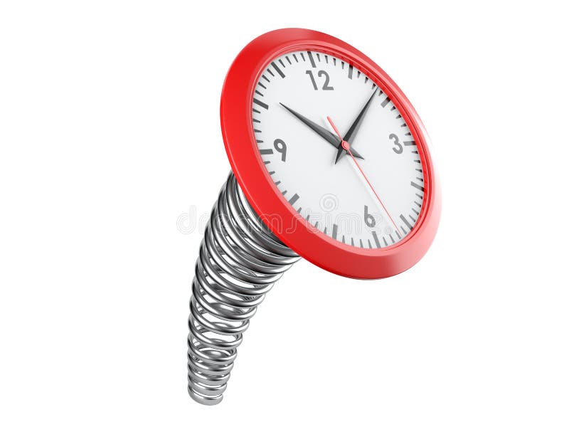 Modern Clock on a Industrial Spring. Time Concept Stock Illustration ...