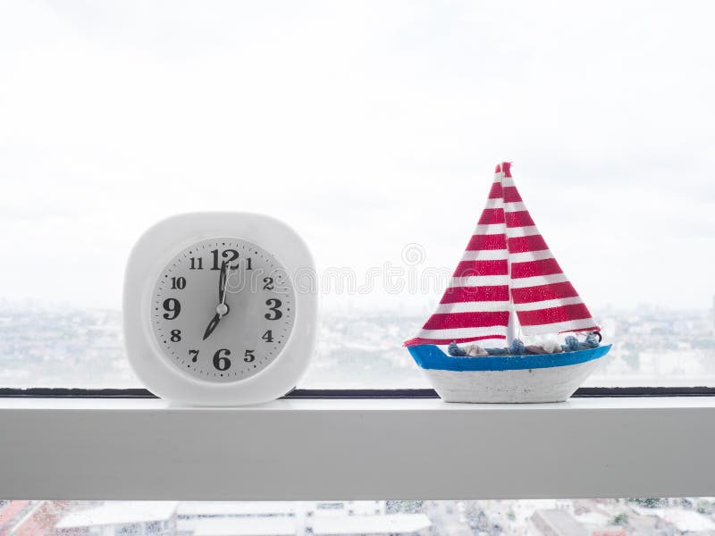 Modern clock at 7am. stock image. Image of clock, counting - 77595273