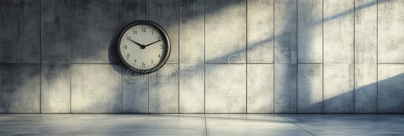 Modern Clock on Smooth Wall with Angled Sunlight Rays Stock ...