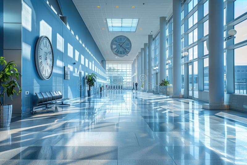 Modern Clock on Wall in a Stylish Office Setting Stock Illustration ...