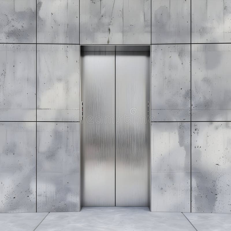 Modern Closed Elevator Doors in Concrete Wall Stock Photo - Image of ...