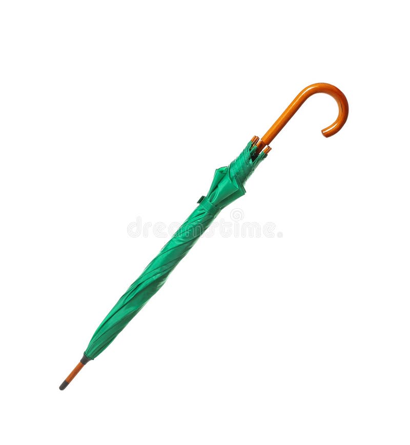 Modern Closed Green Umbrella Isolated on Stock Photo - Image of ...