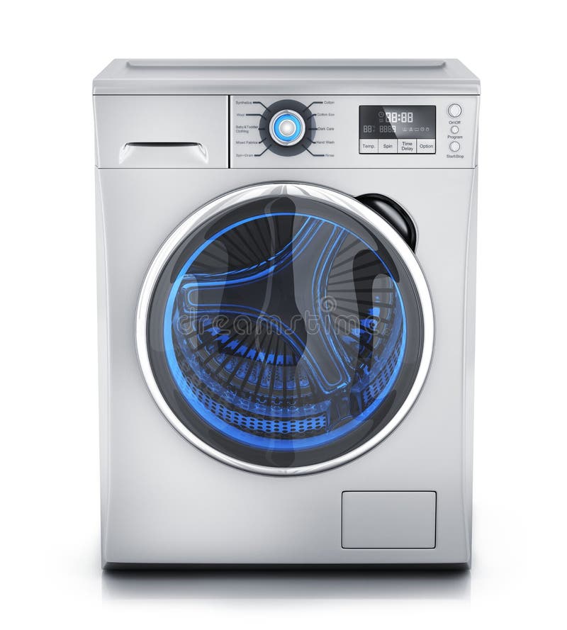 Modern White Robot and Washer Stock Illustration - Illustration of ...