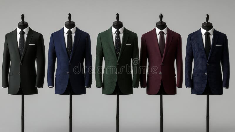 A Modern Clothing Store with a Rack of Men S Suits Exhibiting Different ...