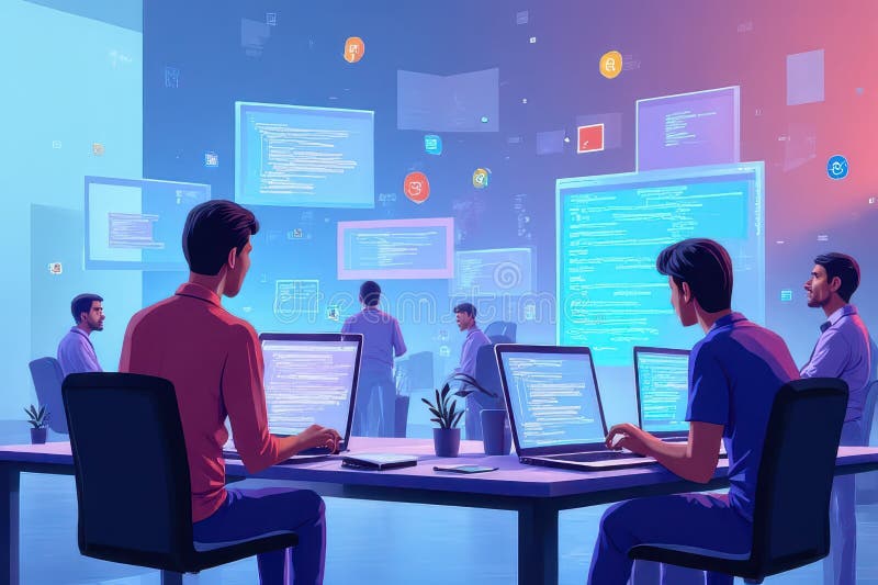 Modern Cloud-Based Software Development Platform Stock Illustration ...