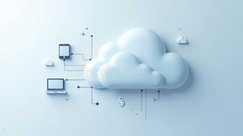 Modern Cloud Computing Concept with Devices Connected To a Stylized Cloud Representation Stock ...