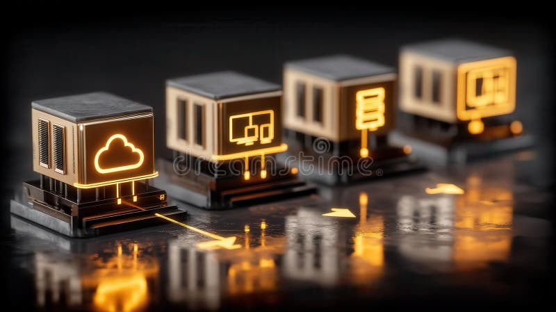 Modern Cloud Computing Connection with Iconic Symbols for Digital Transformation and Technology ...