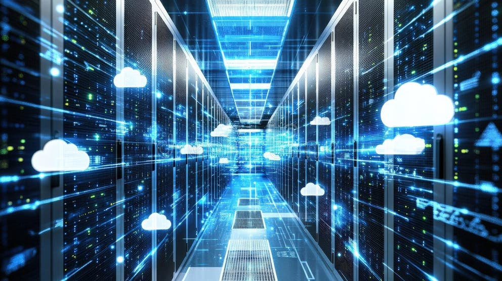 Modern Cloud Computing Data Center Infrastructure Stock Illustration ...