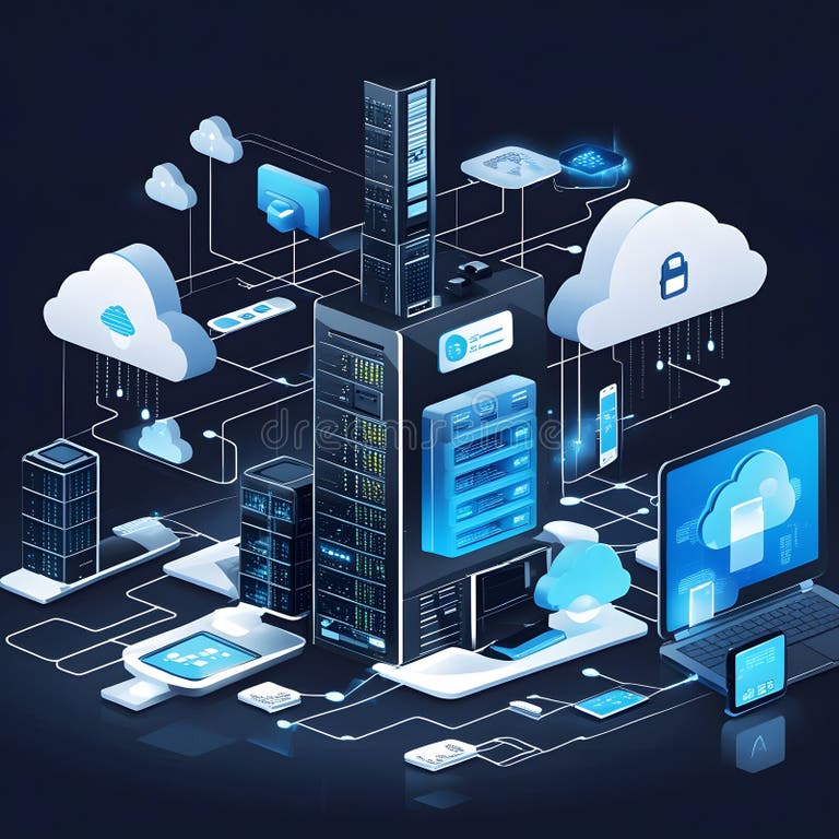 Modern Cloud Computing and Network Server Infrastructure Concept Illustration Stock Illustration ...