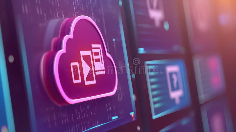 Modern Cloud Computing Symbol with Graphic Icons Representing Storage ...