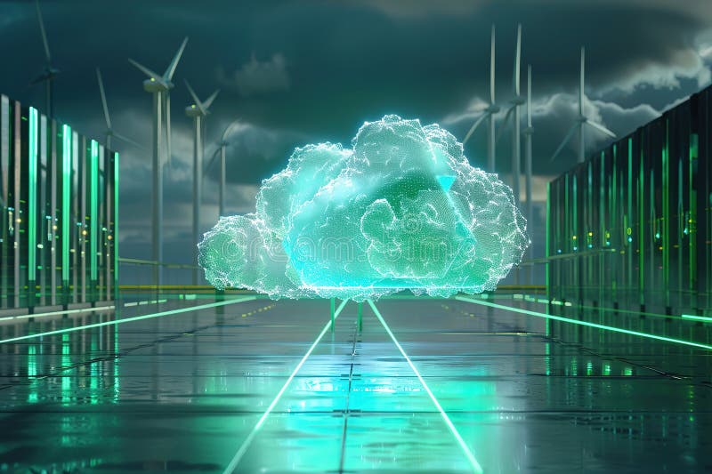 Modern Cloud Computing Technology Concept with Renewable Energy and ...