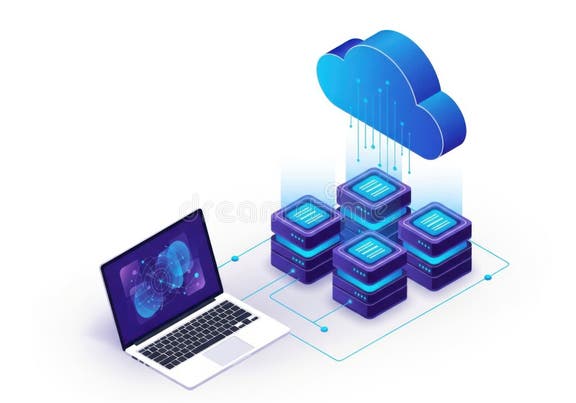 Modern Cloud Computing Technology Illustrating Data Transfer and Server Infrastructure Stock ...