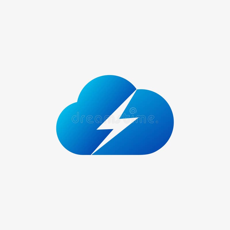 Modern Cloud Logo Design Template with Energy Inside, Flash, Computer ...