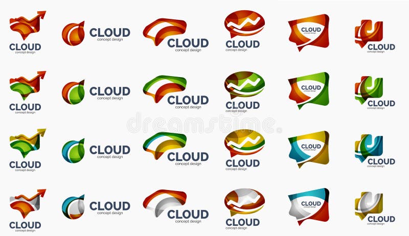 Modern cloud logo set stock vector. Illustration of communication ...