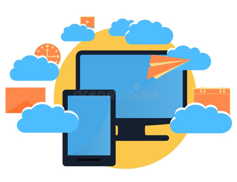 Modern Cloud Services and Cloud Computing Elements Concept. Stock ...