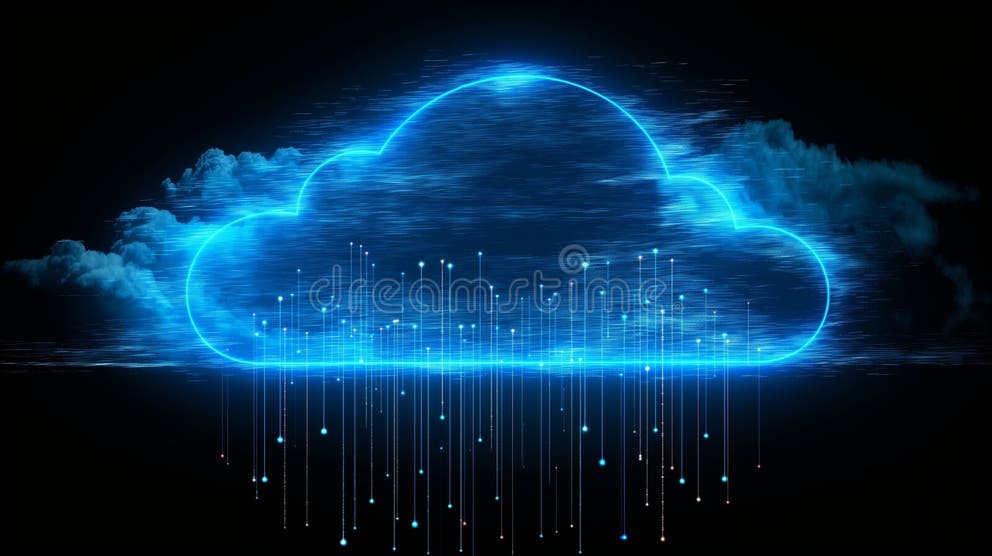 Modern Cloud Technology Concept Showcasing Storage Solutions with Digital Data Flow Stock Photo ...