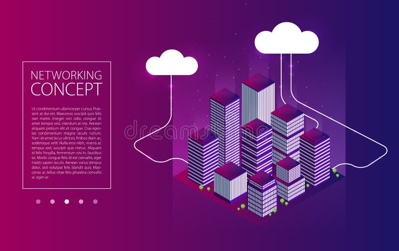 Modern Cloud Technology and Networking Concept. Flat Vector Isometric ...