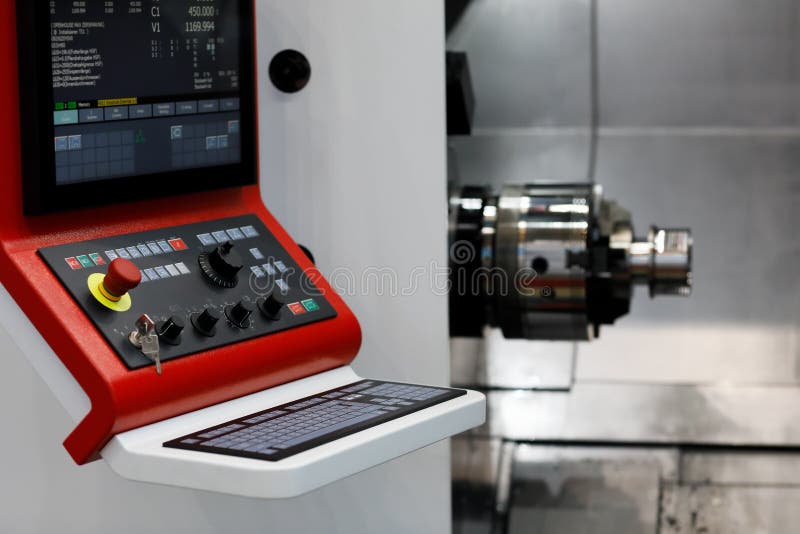 Modern CNC lathe machine stock photo. Image of chuck - 152186336