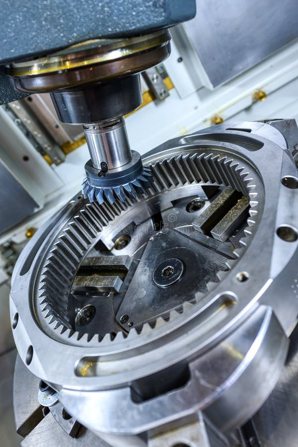 A Modern CNC Milling Machine Makes a Large Gear Wheel. Stock Photo ...