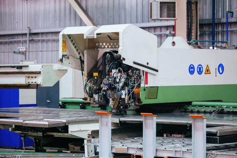 Modern CNC Perforation Machine in Metalworking Factory Stock Photo ...