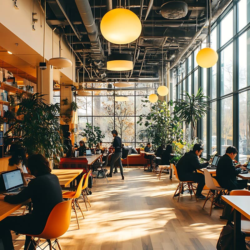 Modern Coworking Space Professionals Engaged Work Activities Stock ...