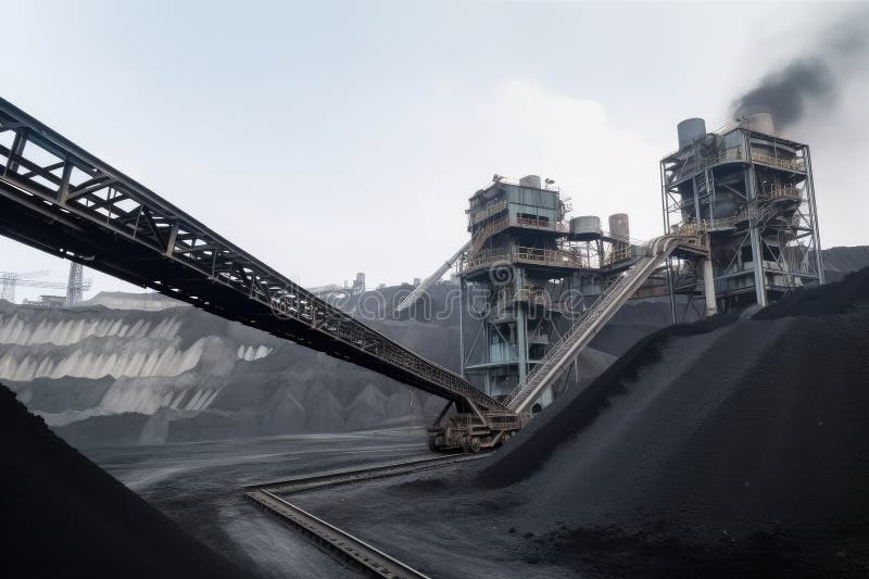 Modern Coal Mine, with Conveyor Belts and Mining Equipment, in Full ...