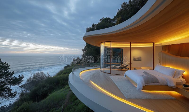 Modern Coastal Bedroom with Stunning Ocean View and Sleek Architectural ...