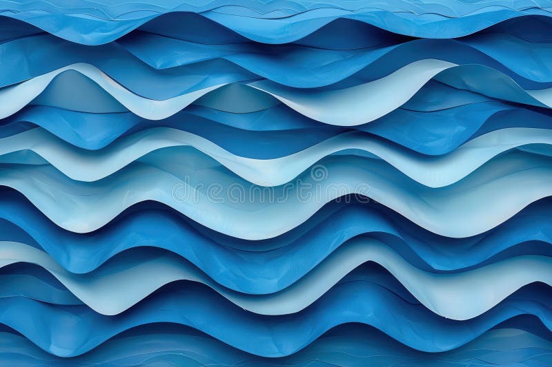 Modern Coastal Themed Design with Bold Geometric Waves in Vibrant Blue ...