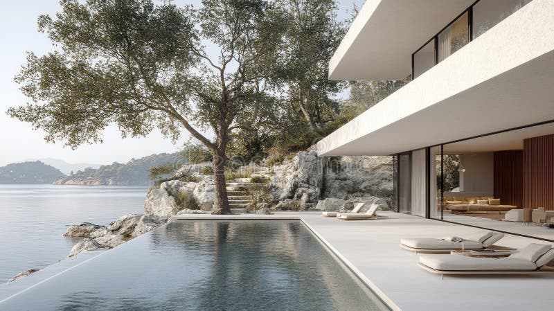 Modern Coastal Villa with Infinity Pool. Stunning Mediterranean Seaside ...