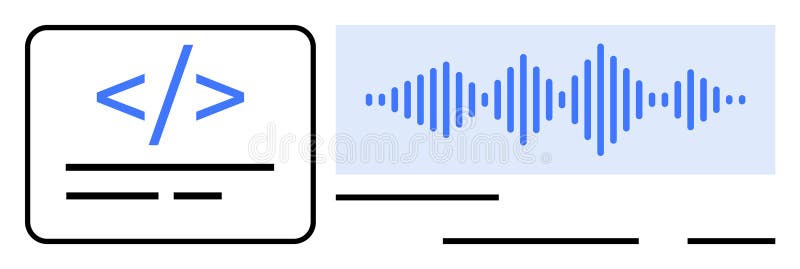 Modern Coding and Sound Wave Visualization in Abstract Style Stock ...