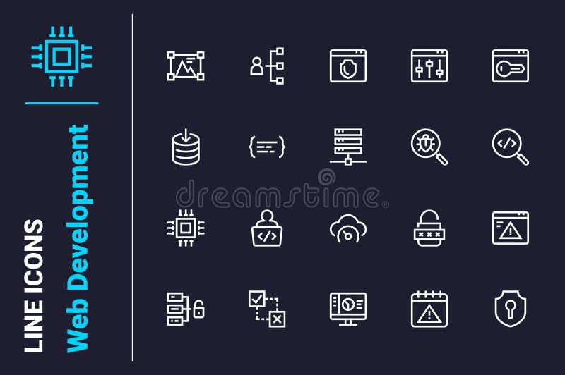 Modern Coding and Web Development Icons Set Stock Vector - Illustration ...