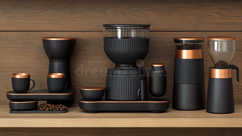 Modern Coffee Brewing Equipment with Stylish Black and Copper Design ...