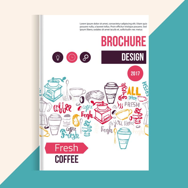 A Coffee Brochure Template on Brown Background Stock Vector ...