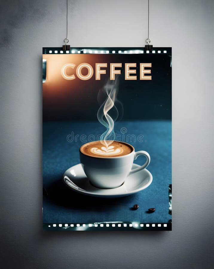 Modern Coffee Cup Advertisement with Copy Space Stock Illustration ...