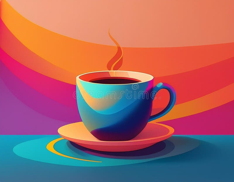 Modern Coffee Cup Illustration Featuring Colorful Background and Copy ...