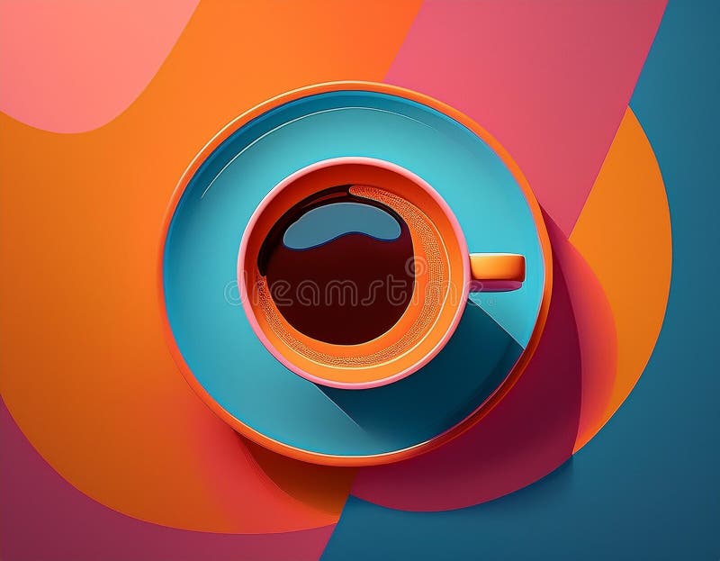 Modern Coffee Cup Illustration Featuring Colorful Background and Copy ...