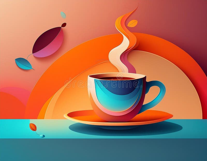 Modern Coffee Cup Illustration Featuring Colorful Background and Copy ...